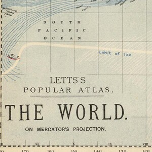 Vintage World Map 1883 Mercator Projection Vintage Map | World Map Gift ...