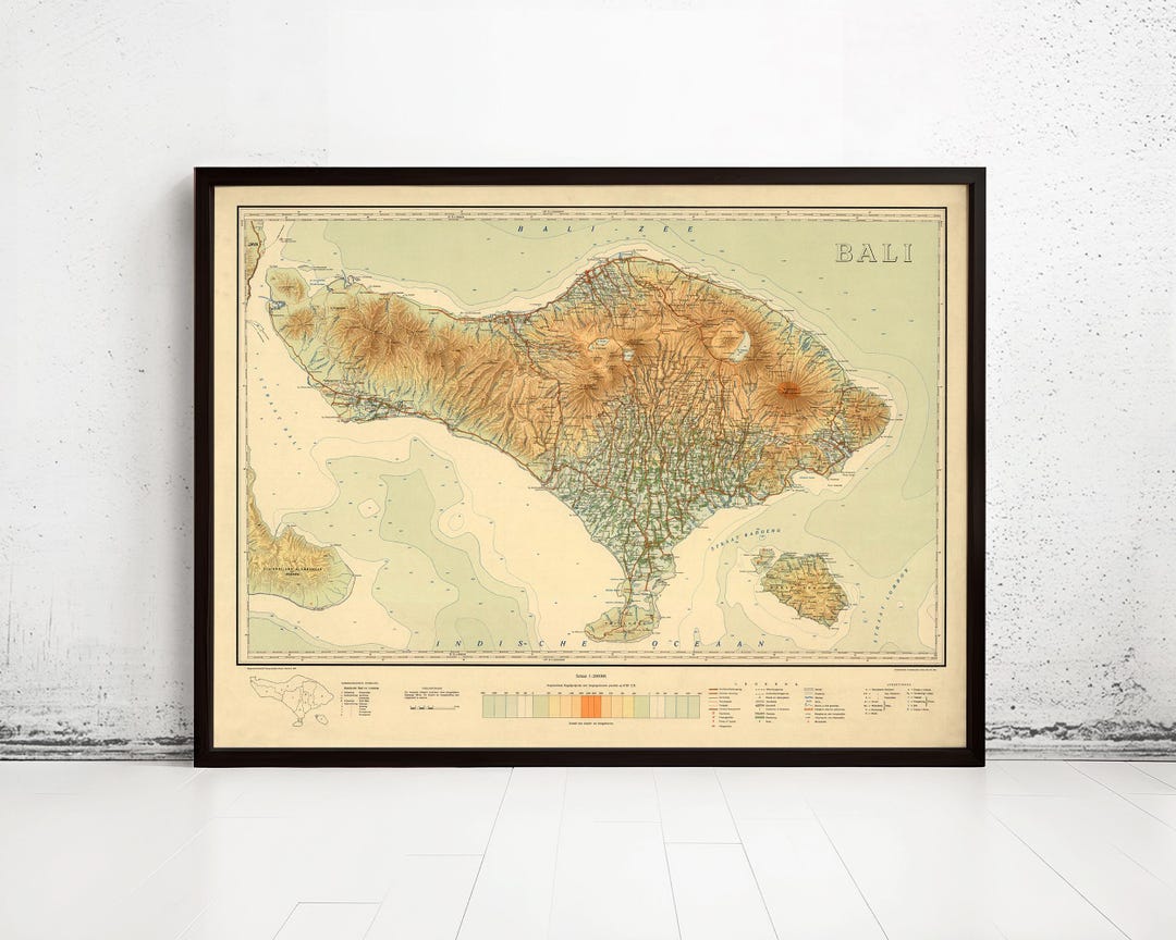 Beautiful Old Map of Bali Indonesia 1935 Vintage Map | Vintage Map Wall ...
