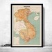 Old Map of Indochina 1937 Vintage Map Vintage Poster Wall - Etsy