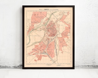 FR Metz / Orig. 1907 Antique City Plan of Metz in France - Etsy