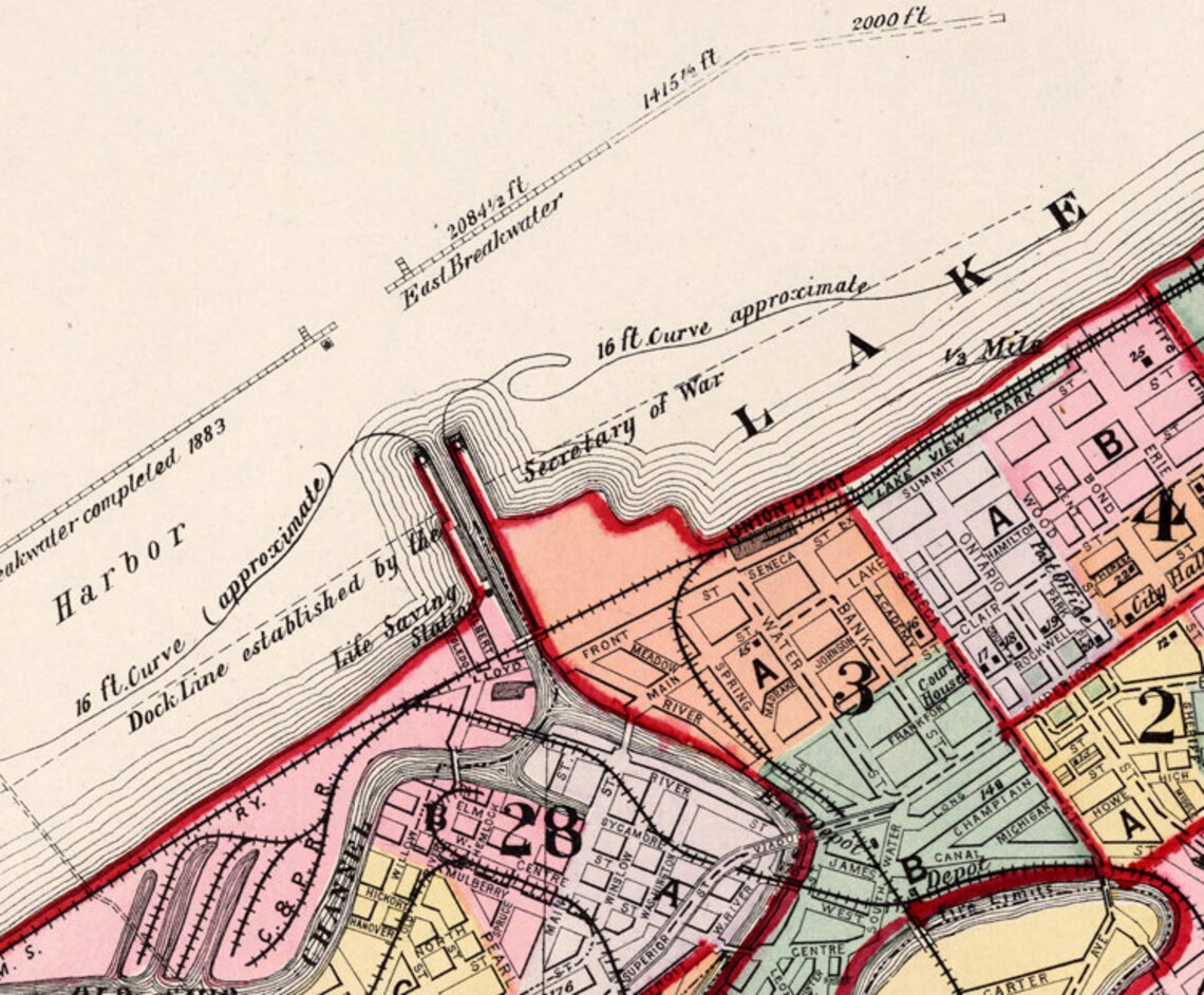 Old Map of Cleveland 1892 Vintage Map Vintage Poster Wall - Etsy