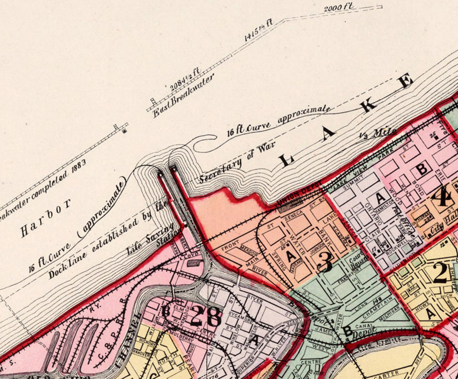 Old Map of Cleveland 1892 Vintage Map Vintage Poster Wall - Etsy