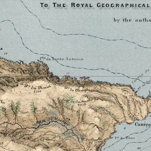 Old Map of Madeira Island 1850 Portugal | Vintage Poster Wall Art Print ...