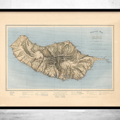 Old Map of Madeira Island 1850 Portugal Vintage Poster Wall - Etsy