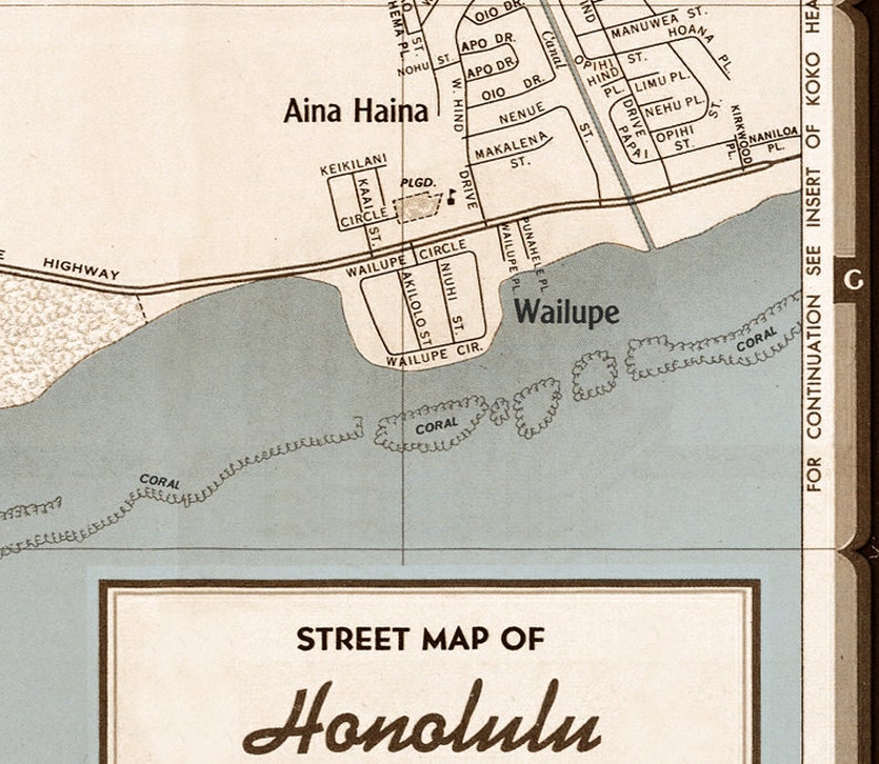 Old Map of Honolulu Hawaii Vintage Map Vintage Poster Wall - Etsy