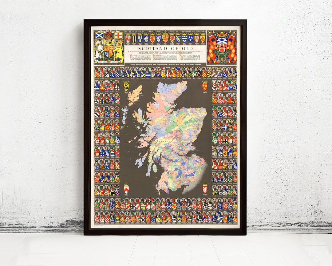 Scotland Clans Family Scottish Clan Map Poster Scotland Family Surnames ...