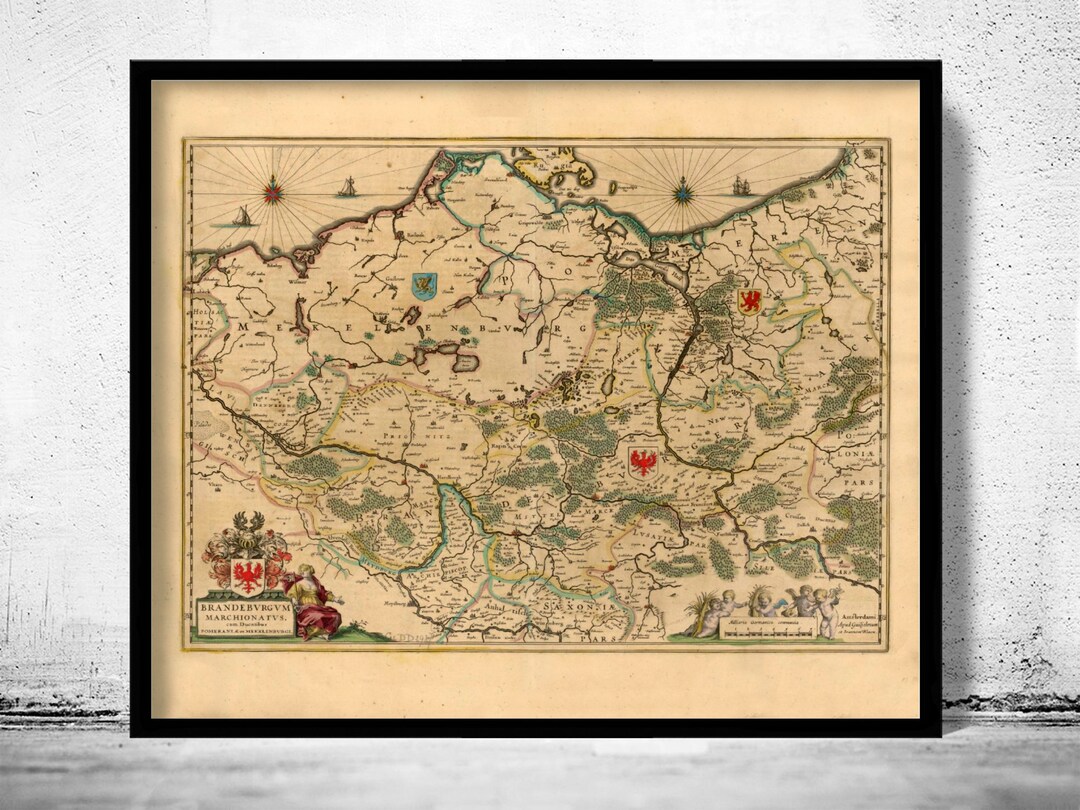 Old Map of Brandenburg 1699 Germany Vintage Map Vintage Poster Wall Art ...