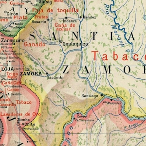 Old Map of Ecuador 1902 Equator Republic Vintage Map | Vintage Poster ...