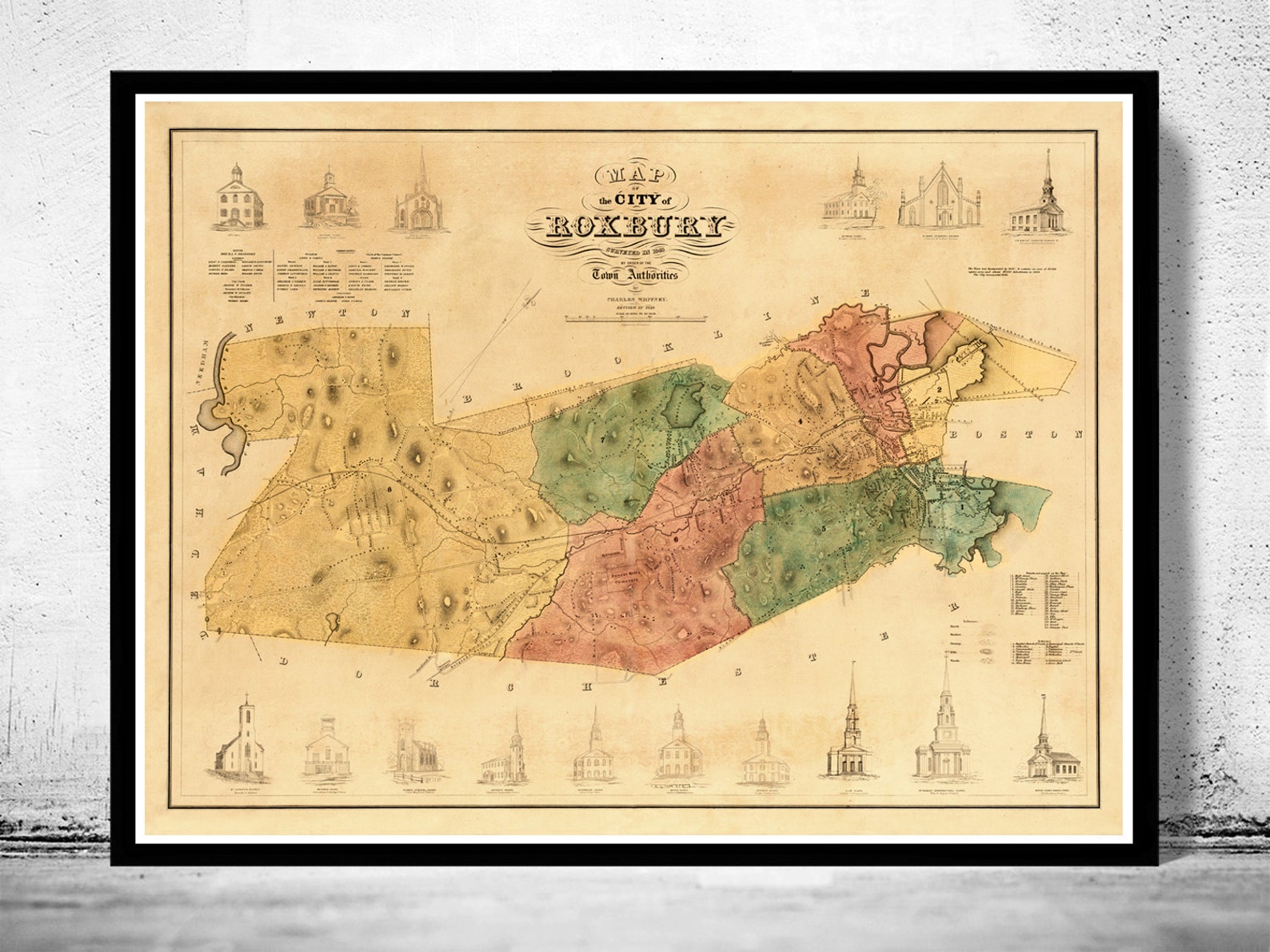 Old Map of Roxbury Boston 1849 Vintage Poster Wall Art Print - Etsy