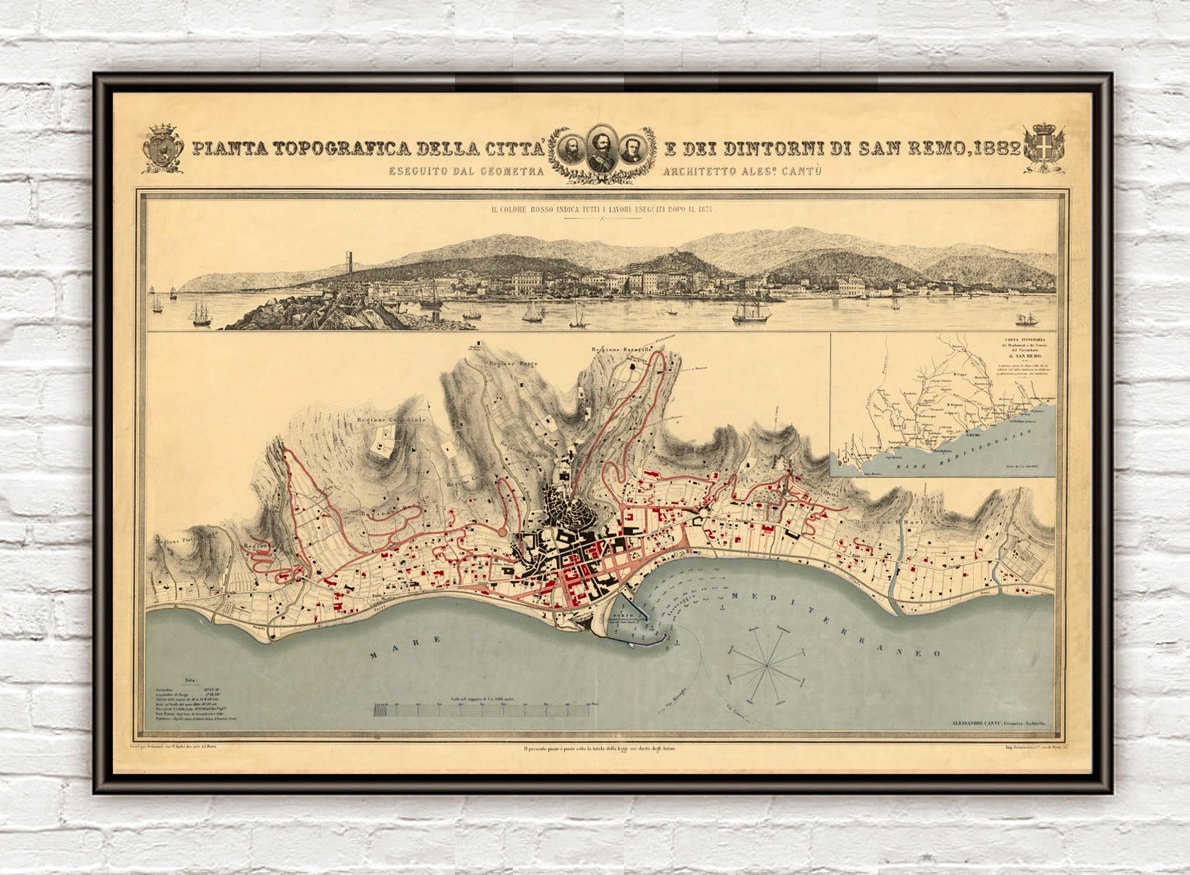 Old Map of San Remo 1882 Sanremo Italy Vintage Map Vintage - Etsy