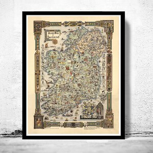 Old Map of Ireland 1936 Story Map of Ireland With Clans Old Map of ...