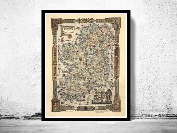 Old Map of Ireland 1936 Story Map of Ireland With Clans Old - Etsy UK