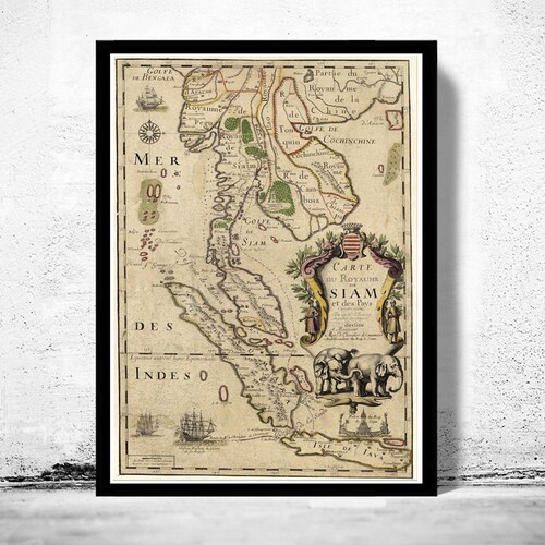 Old Map of Thailand Old Siam 1889 Vintage Map Vintage Poster - Etsy