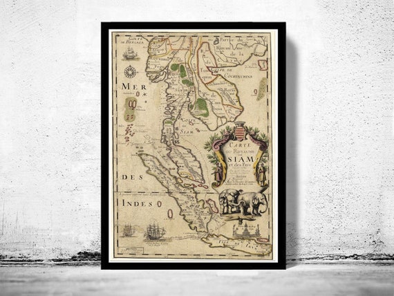 Old Map of Thailand Old Siam 1686 Vintage Map Vintage Poster - Etsy
