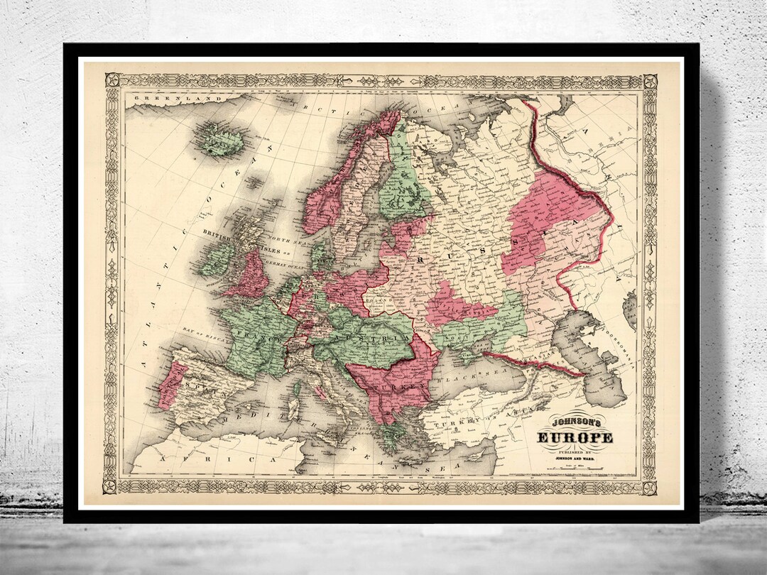 Old Map of Europe 1864 Vintage Poster Wall Art Print - Etsy
