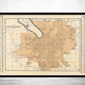 Old Map of Montgomery Alabama 1950 Vintage Map | Vintage Poster Wall ...
