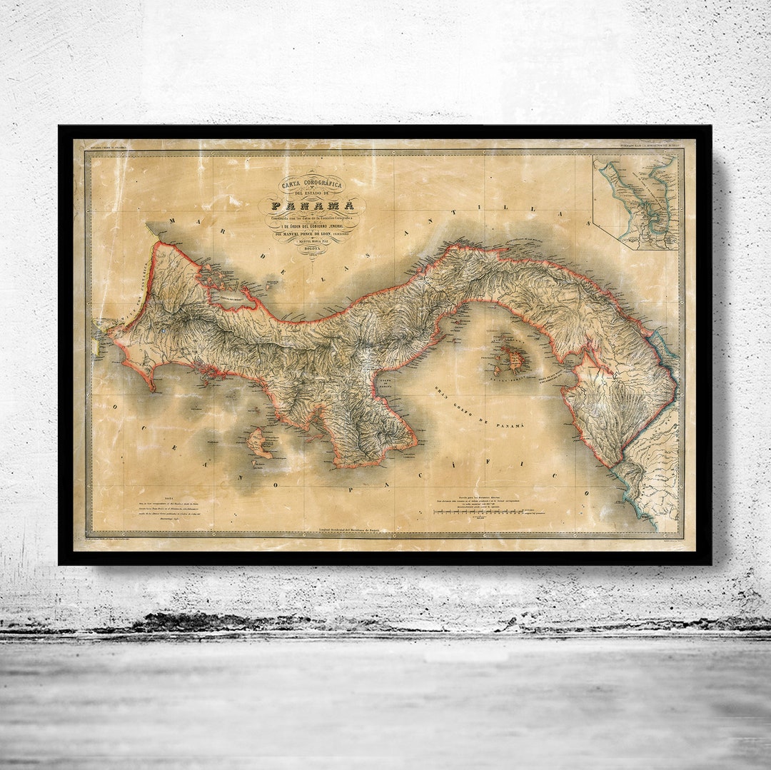 Old Map of Panama 1865 Vintage Map Vintage Poster Wall Art Print Wall ...