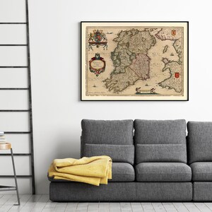 Vintage Map of Ireland 1640 Beautiful Old Map of Ireland | Wall Map ...