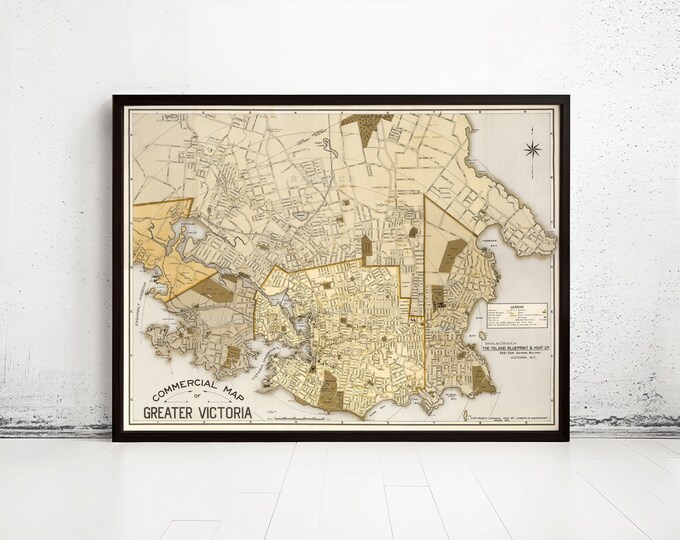 Victoria Map Art - BC, Canada Poster - Etsy Canada