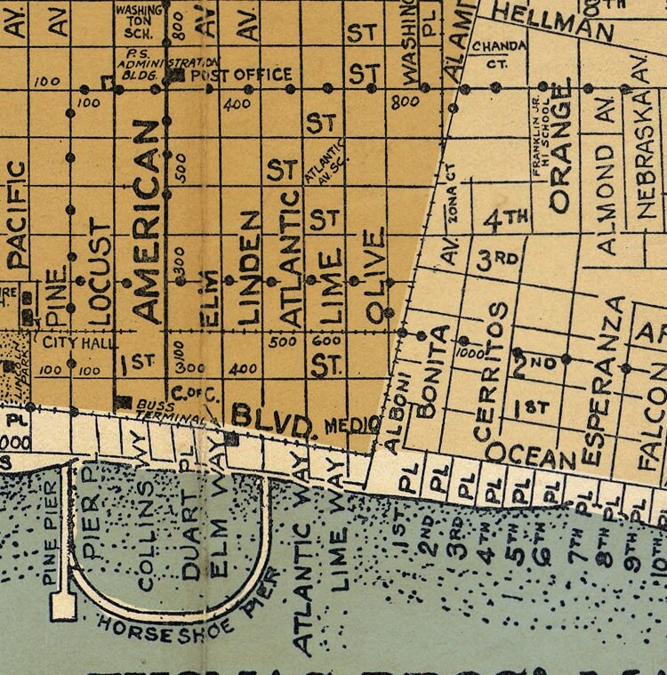 Old Map of Long Beach California 1920 Vintage Map Vintage - Etsy
