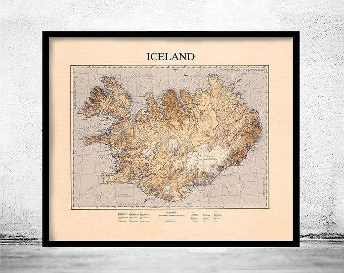 Old Map of Iceland Islandia 1898 Geological Map, AM34 - Etsy