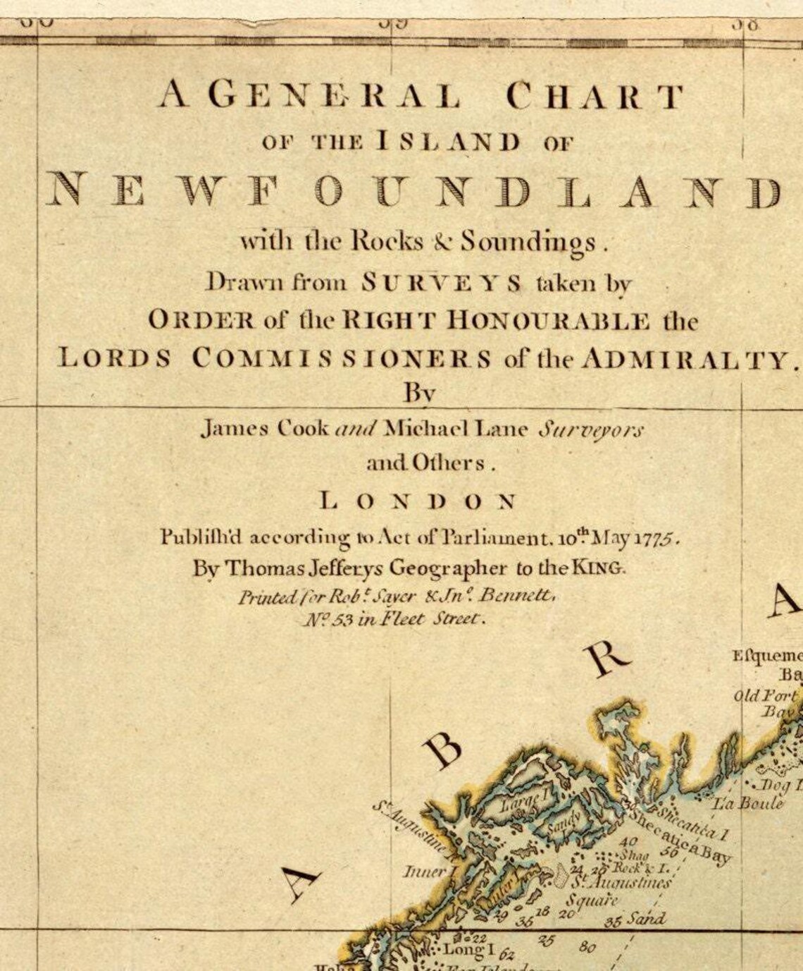 Old Map of Newfoundland Canada 1755 Vintage Map | Wall Map Print - Etsy
