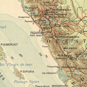 Old Map of Sumatra Island Indonesia 1922 Vintage Map | Vintage Poster ...