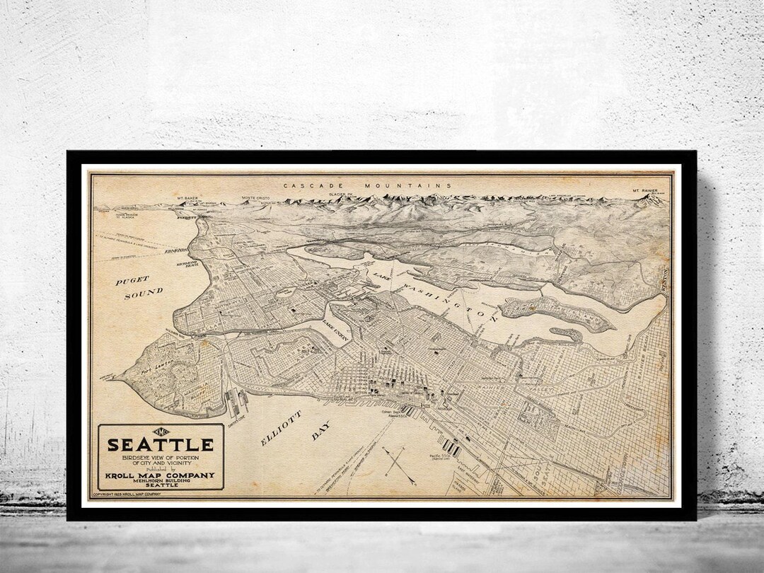 Old Map of Seattle Washington 1925 Vintage Map | Vintage Map Wall Art ...