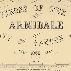 Old Map of Armidale City Australia 1881 Vintage Map Vintage Poster Wall ...