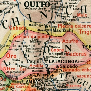 Old Map of Ecuador 1902 Equator Republic Vintage Map | Vintage Poster ...