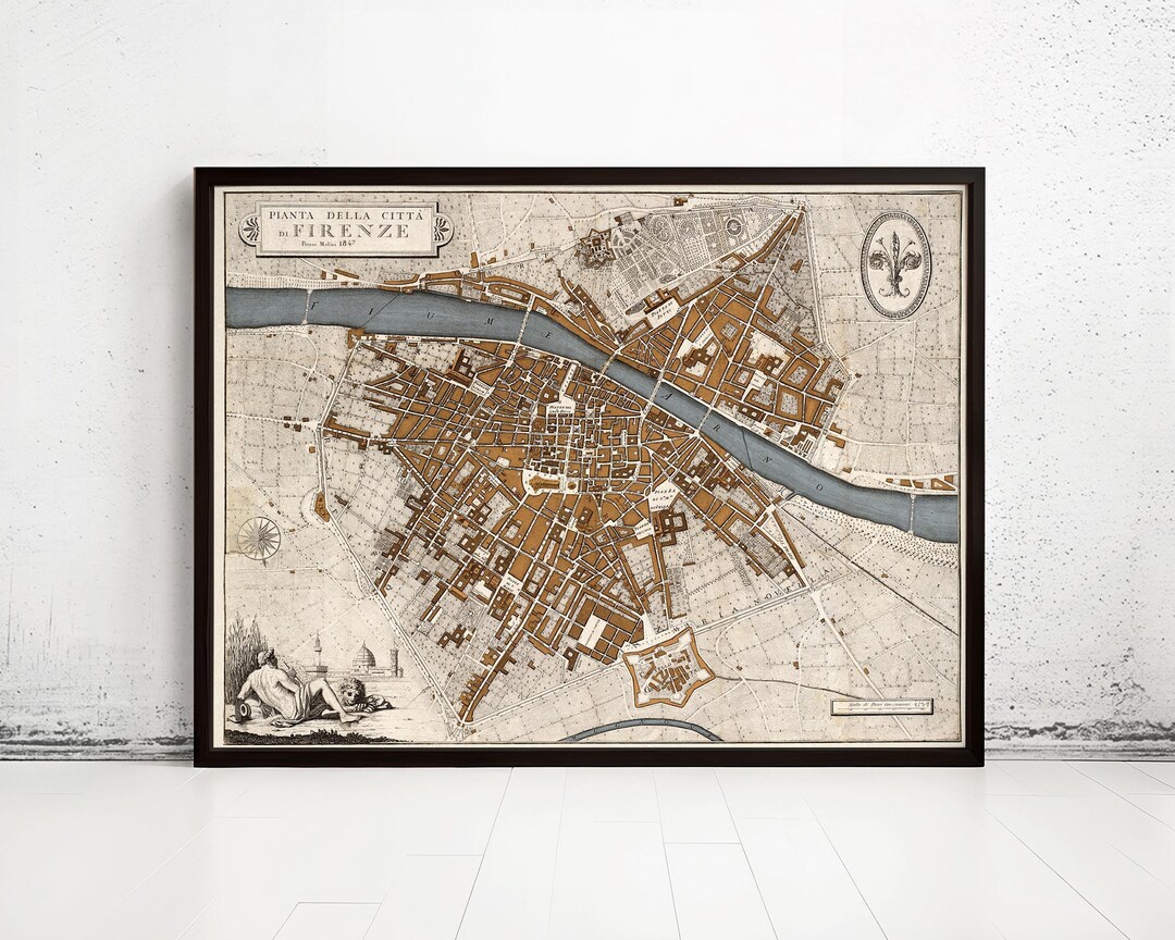 Old Map of Florence Firenze 1847 Antique Florence Map | Vintage Map ...