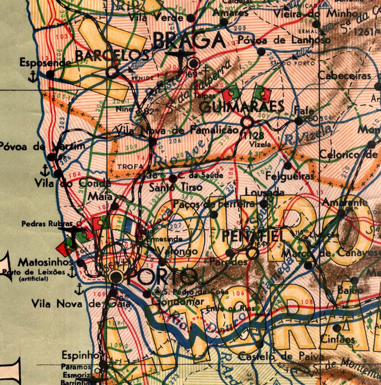 Old Map of Portugal Mapa De Portugal Portuguese Map Vintage - Etsy