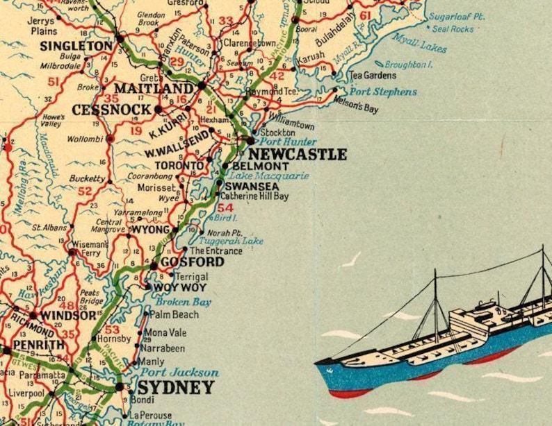 Old Map of New South Wales 1948 Australia Vintage Map | Wall Map Print ...