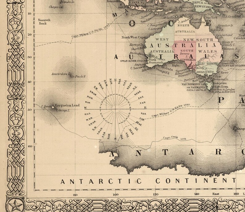 Old World Map Atlas Vintage World Map 1864 Mercator Projection - Etsy