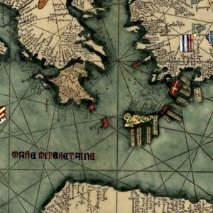 Medieval Catalan World Map 1375 Europe, Mediterranean Sea and Middle ...