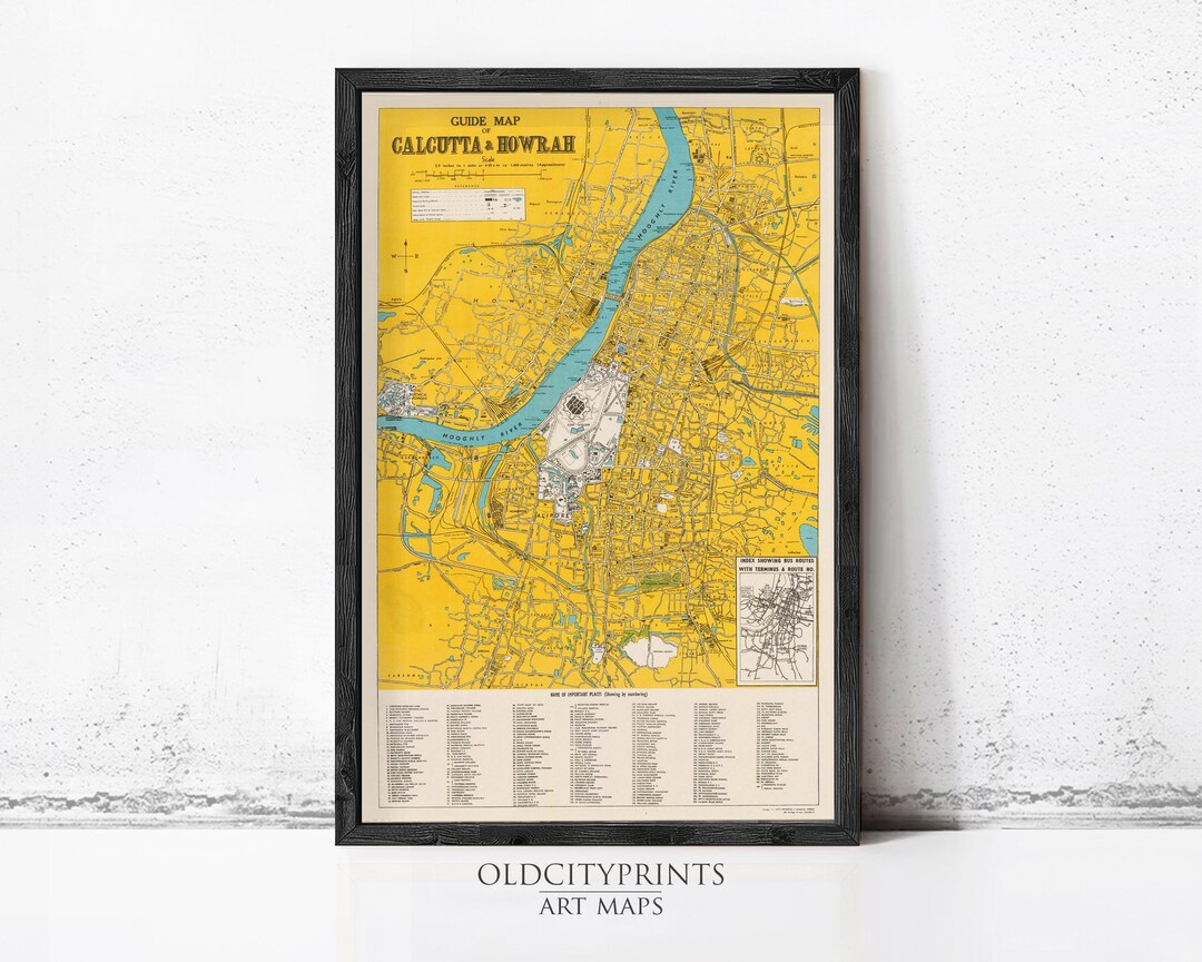 Old Map of Calcutta Kolkata India 1947 Vintage Map | Wall Map Print ...