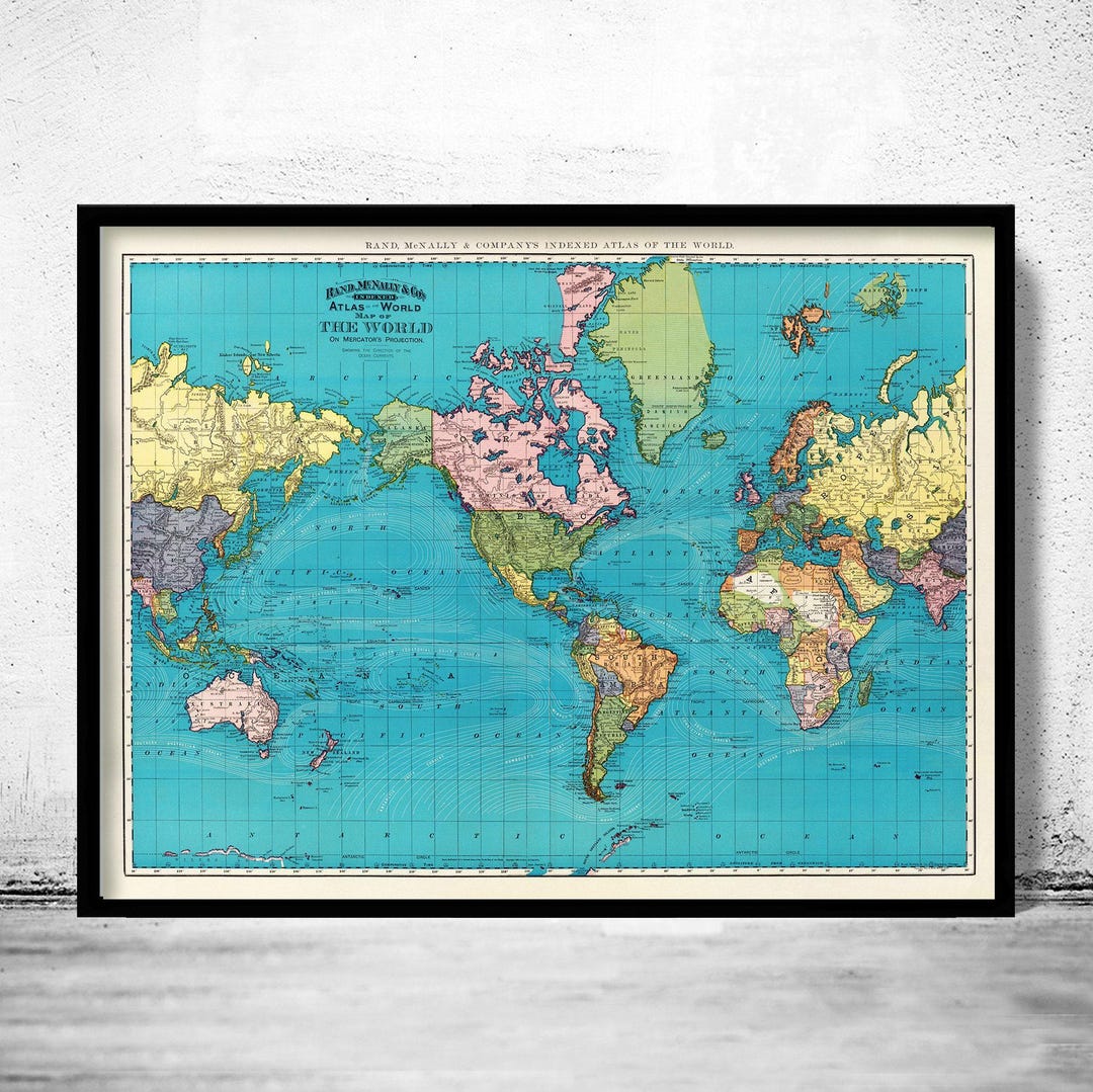 Old World Map 1897 Mercator Projection Vintage World Map | World Map ...