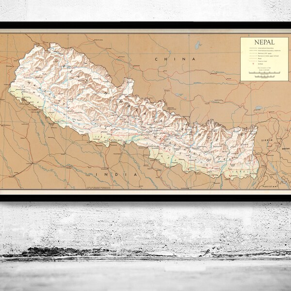 Old Map of Nepal - Etsy
