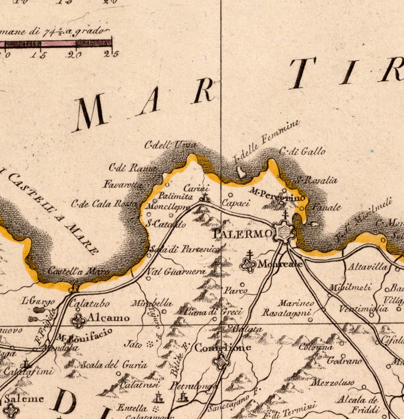 Old Map of Sicily Sicilia Italy 1790 Vintage Map Vintage - Etsy