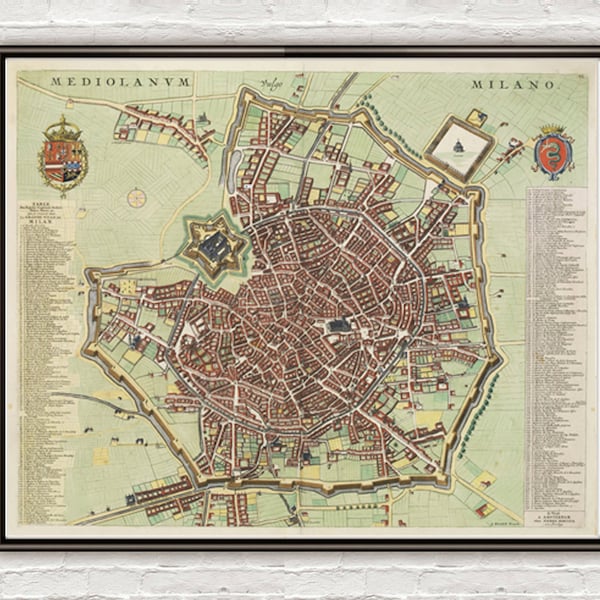 Antique Map of Milan - Etsy