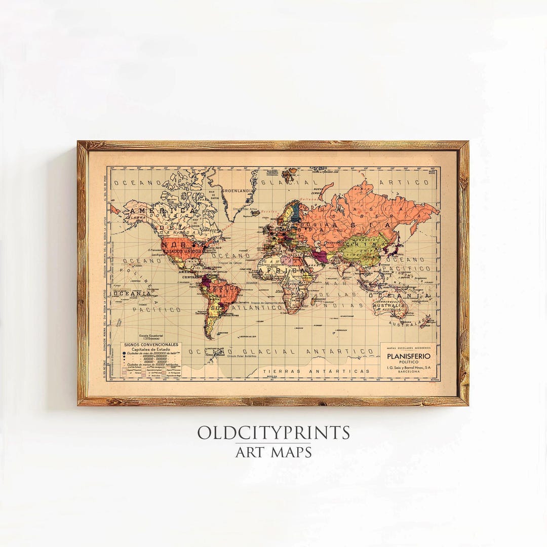 Old World Map 1940 Atlas Vintage World Map Mercator Projection ...