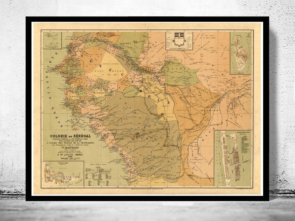 Old Map of Senegal 1884 Vintage Map Vintage Poster Wall Art - Etsy