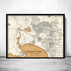 Old Map of Melbourne Australia 1851 Vintage Map Melbourne Vintage ...