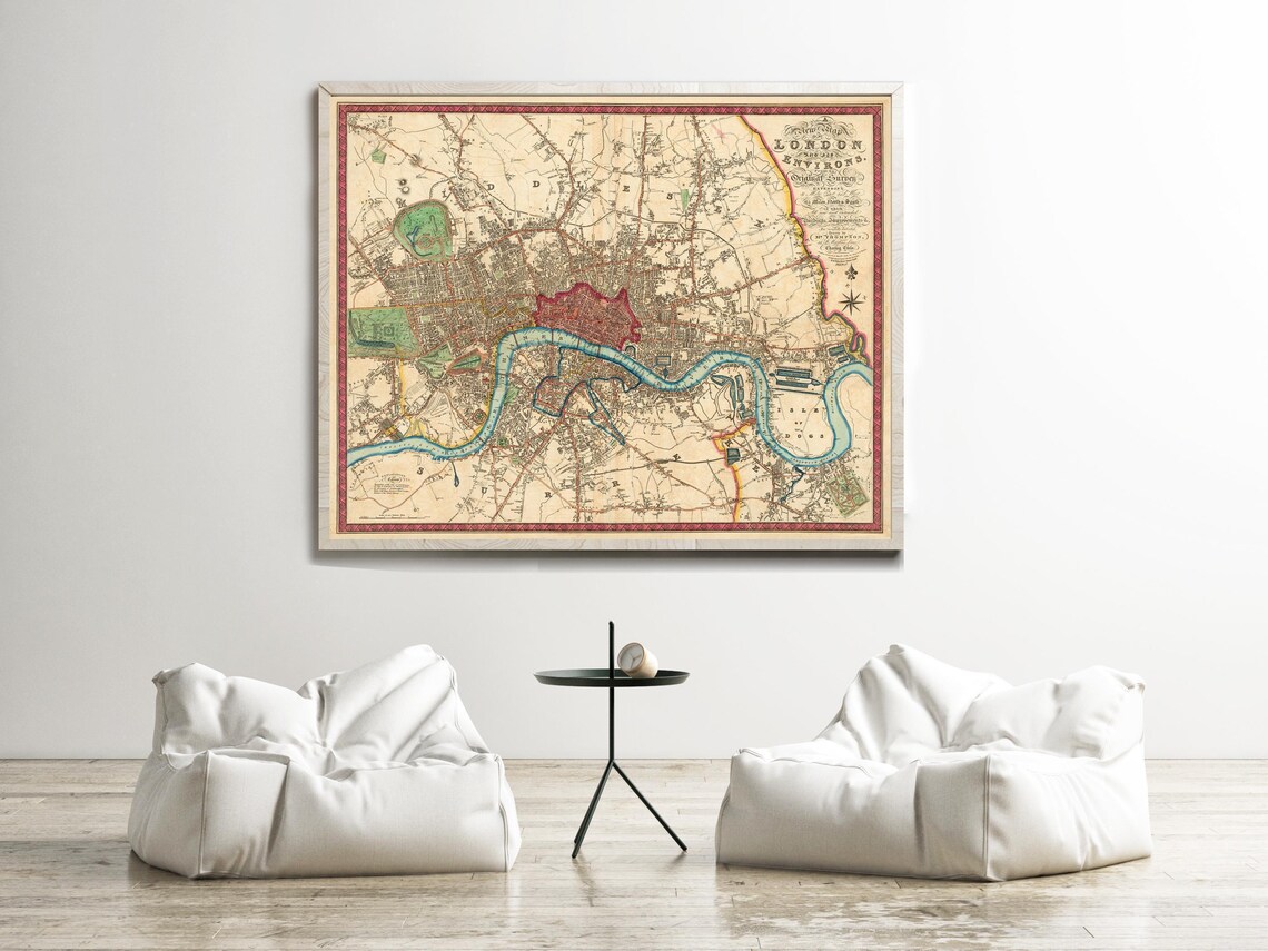 Old Map of London 1822 Vintage Map of London | Wall Map Print - Etsy