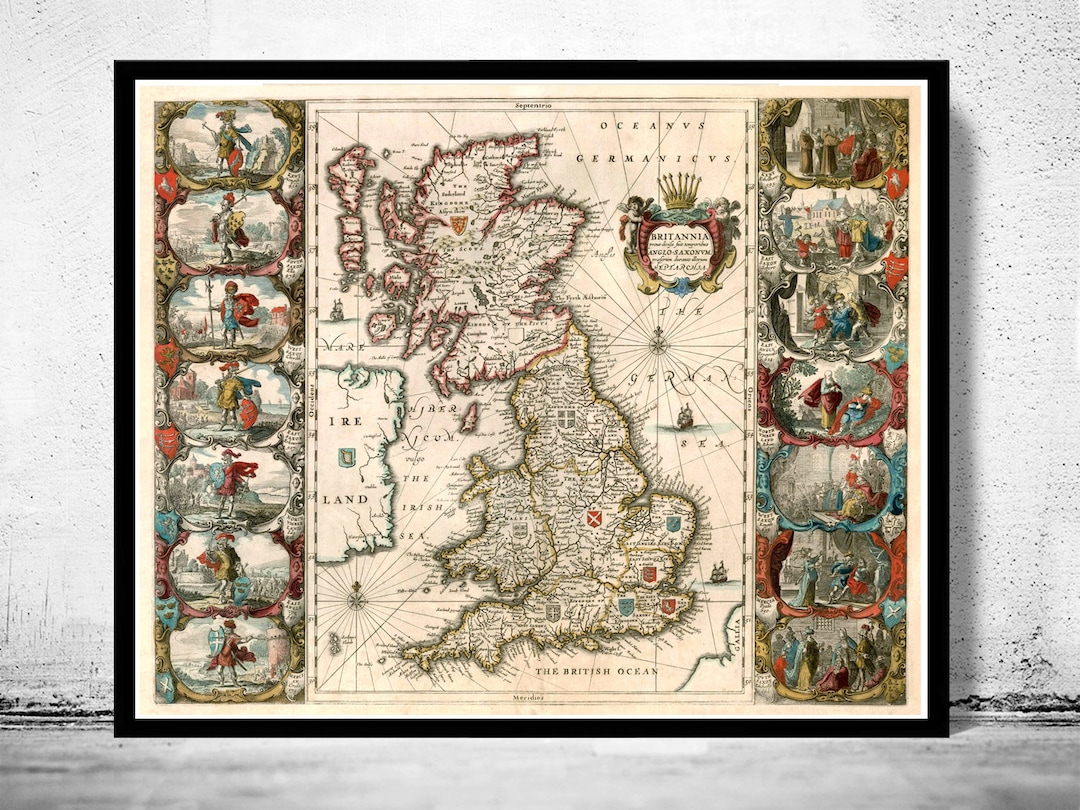 Old Map of United Kingdom Great Britain 1642 Antique British Isles Map ...