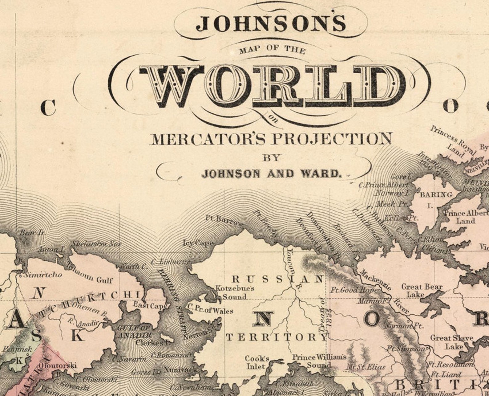 Old World Map Atlas Vintage World Map 1864 Mercator Projection - Etsy