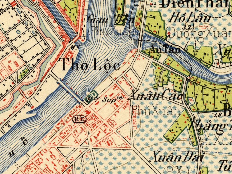 Old Map of Hue Vietnam 1910 Vintage Map Vintage Poster Wall - Etsy