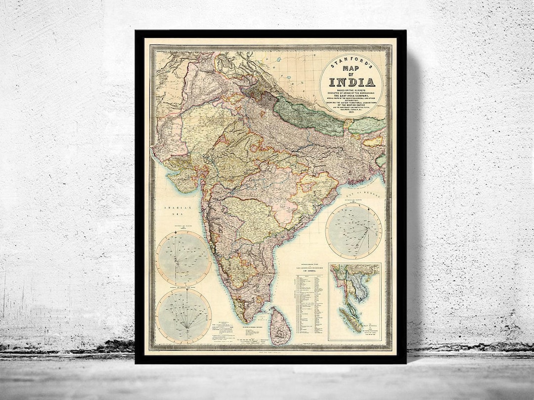 Old Map of India 1859 Vintage Map | Wall Map Print - Etsy UK