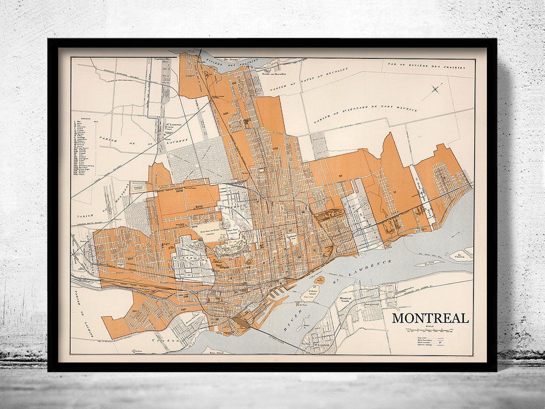 Old Map of Montreal Canada 1915 Vintage Map Vintage Poster Wall Art ...