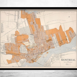 Old Map of Montreal Canada 1915 Vintage Map Vintage Poster Wall Art ...
